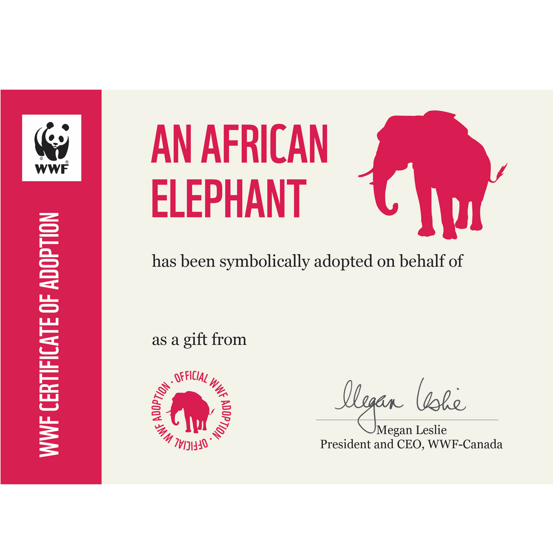 African Elephant Adoption Card | Personalized Certificate Gifts